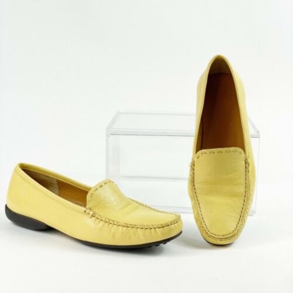 Talbots | Shoes | Talbots Yellow Pebble Leather Driving Loafers Flats ...